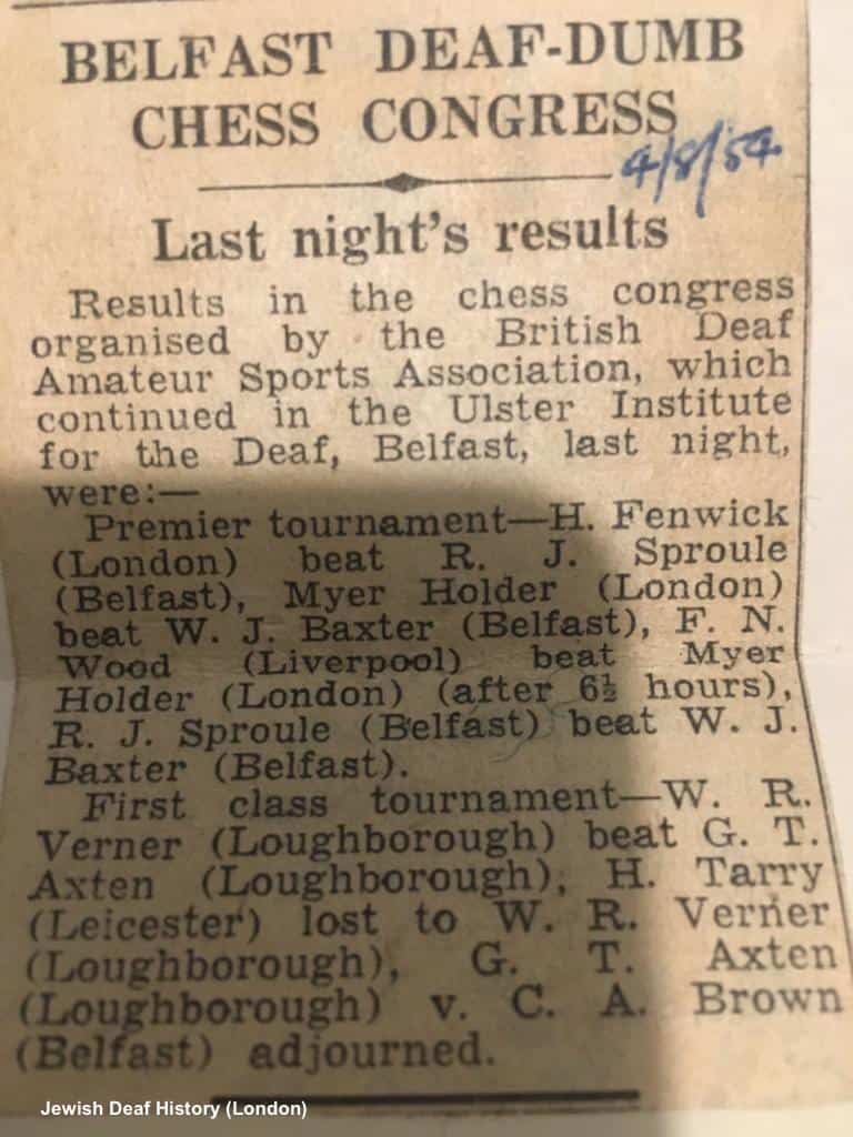 Chess - Jewish Deaf History London